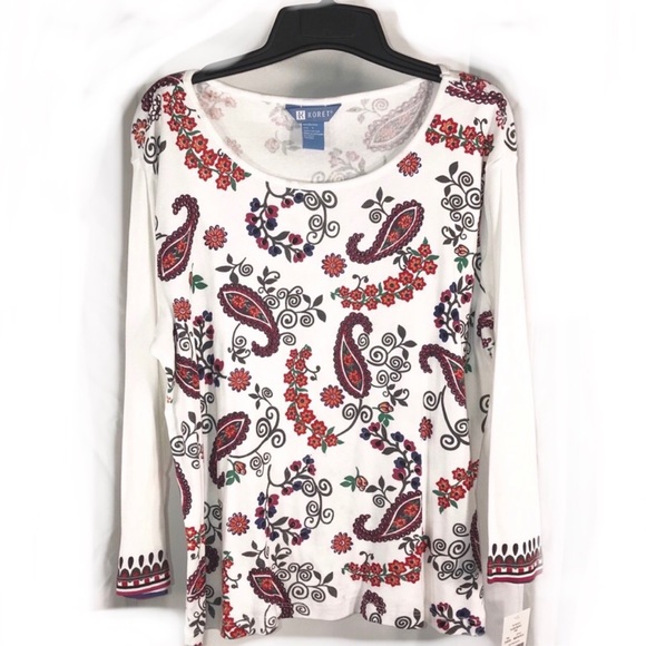 Koret | Tops | New With Tags Pretty Koret Paisley Top Size Large | Poshmark